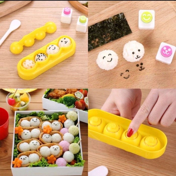Jual Cetakan Nasi Bento Bulat Bola Bola Mini 4 in 1 Bekal Anak Mini ...
