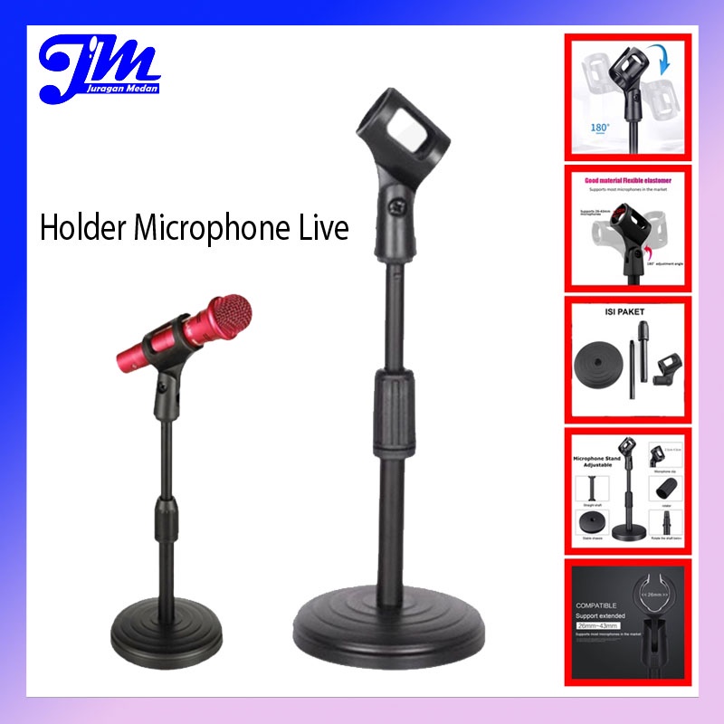Jual Holder Stand Mic Microphone HD-26 Bisa Panjang Untuk Live Karaoke ...