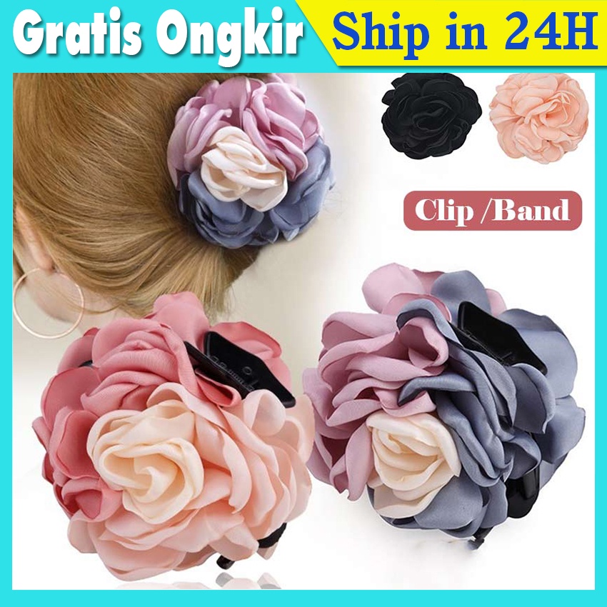 Jual Jepitan Rambut Cepol Bunga Besar 3d Jedai Wanita Motif Korea ...
