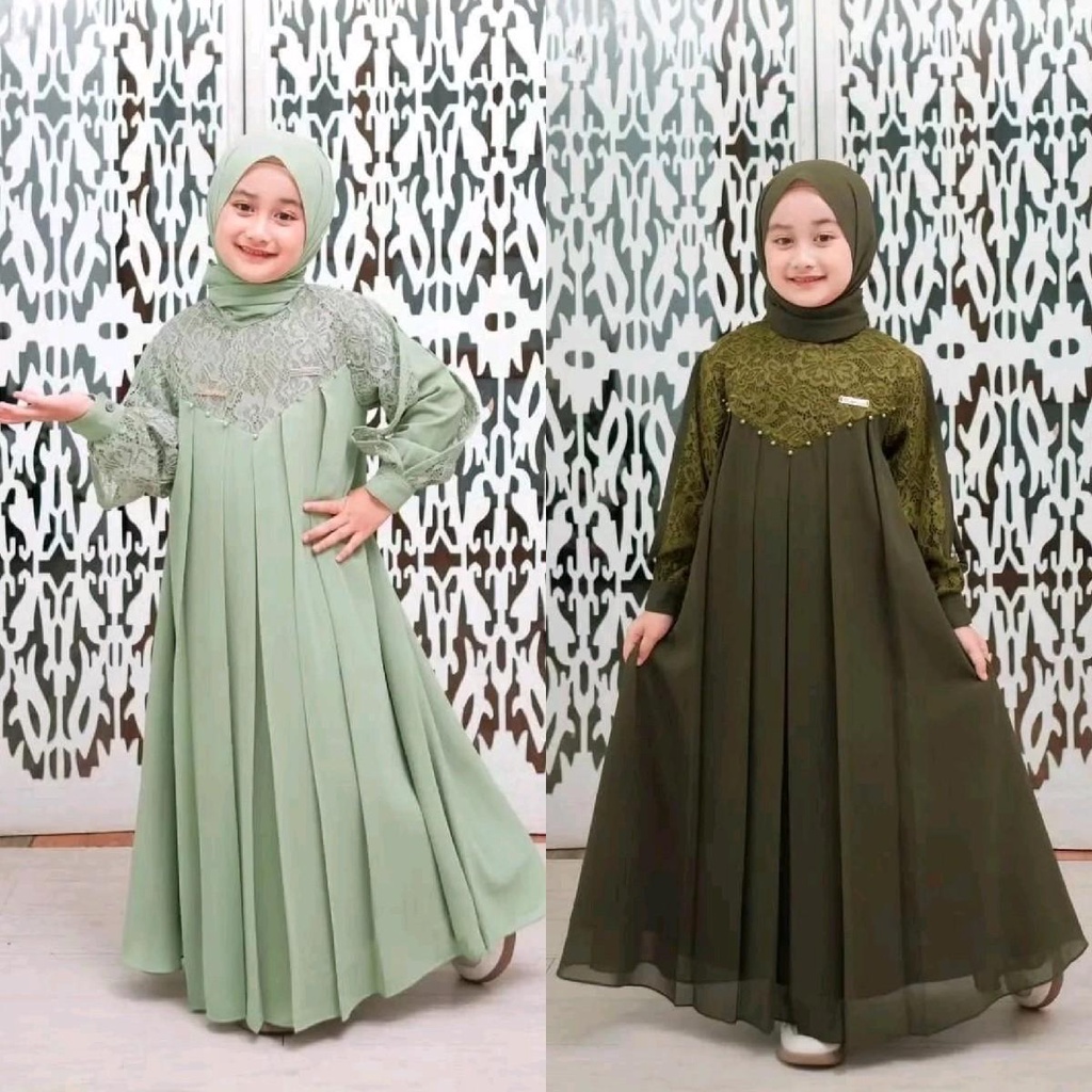 Jual Inara kids syari set khimar gamis anak brukat terbaru / gamis ...