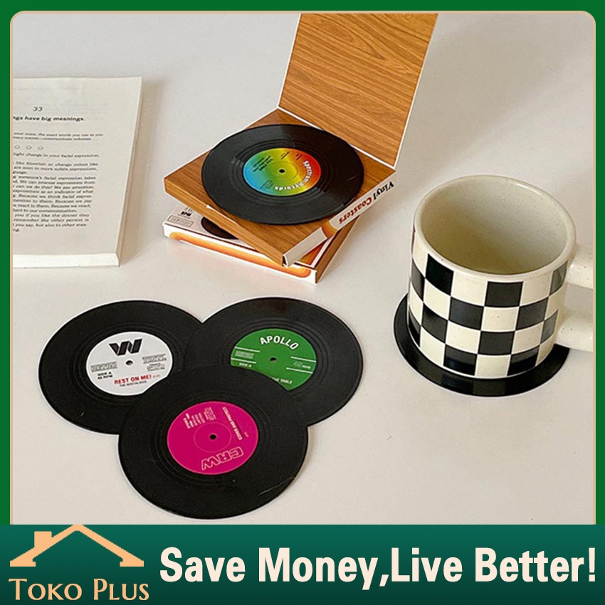 Jual 6Pcs/Set Coaster Vinyl Coasters Piringan Hitam Vinyl Retro ...
