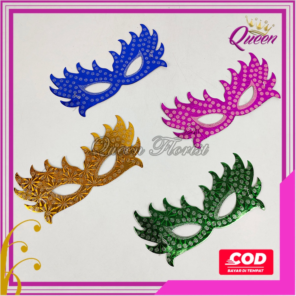 Jual [1 Bungkus] Topeng Kertas Hologram Polkadot Mask Hologram Tebal ...