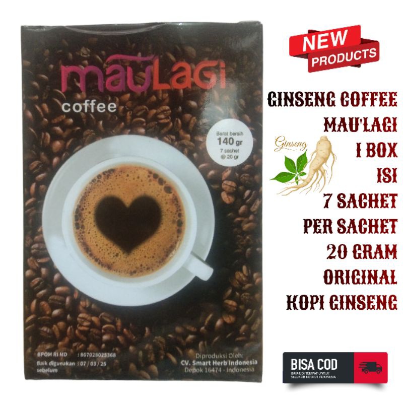 Jual COFFEE GINSENG MAULAGI KOPI KESEHATAN 1 BOX ISI 7 SACHET ORIGINAL | Shopee Indonesia