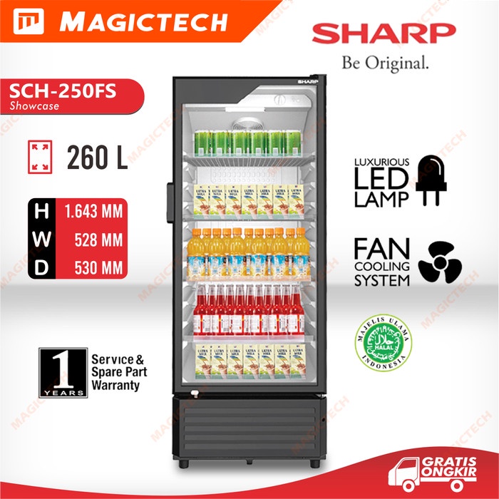 Jual SHARP SHOWCASE DISPLAY COOLER 250L SCH-250FS / SCH250FS / SCH 250 ...
