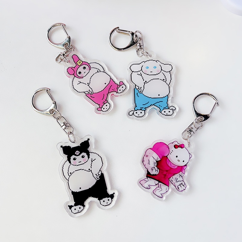 Jual [HARU] Sanrio Funny Keychain Macho Hello Kitty Cinnamoroll Kuromi ...