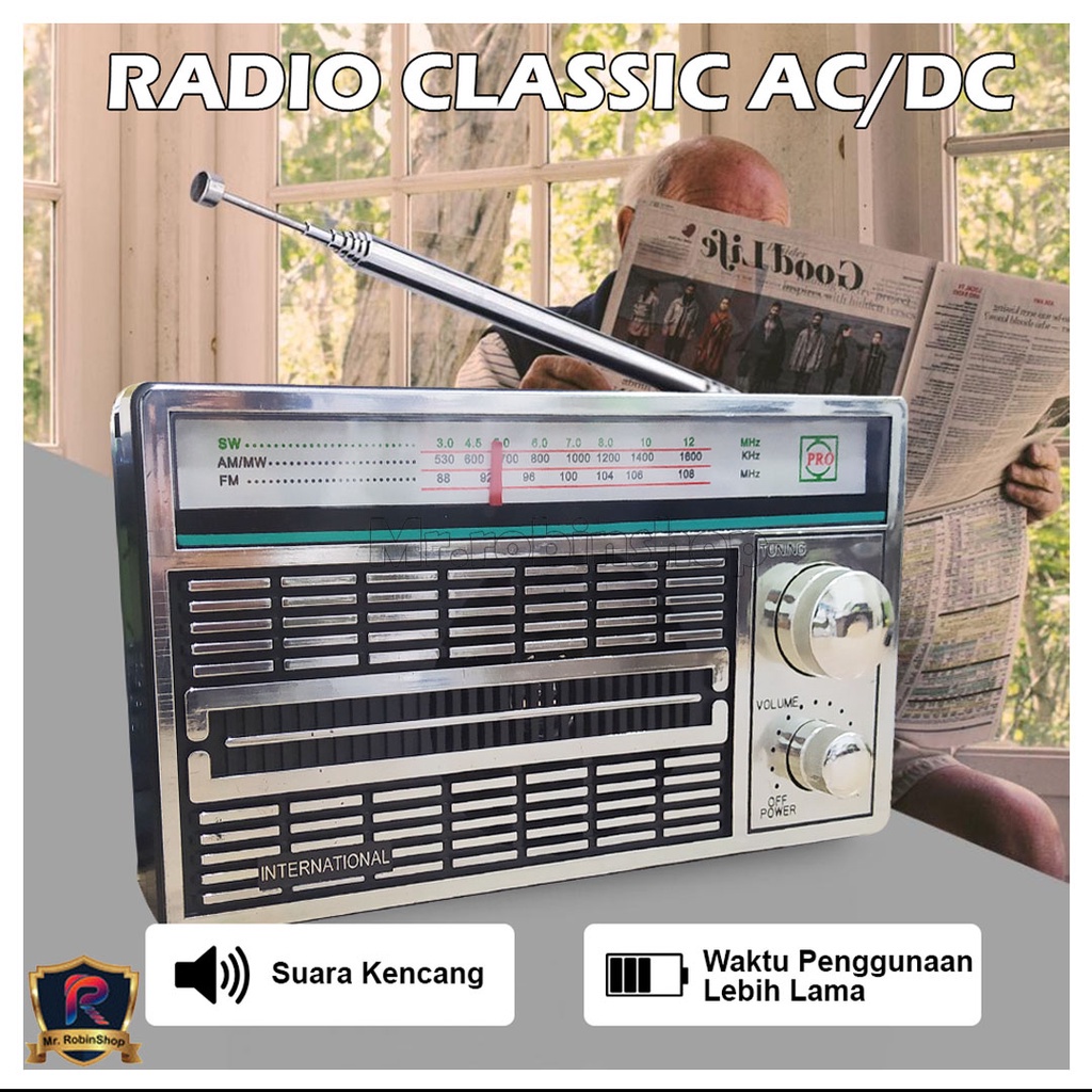 Jual RADIO KLASIK LAMA ANTIK AC/DC PORTABLE INTERNATIONAL 2 BAND FM ...