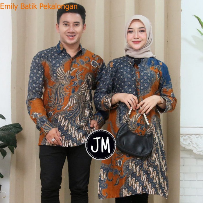Jual Batik Couple Seragam Motif Alexi Oren Orange Lengan Panjang ...