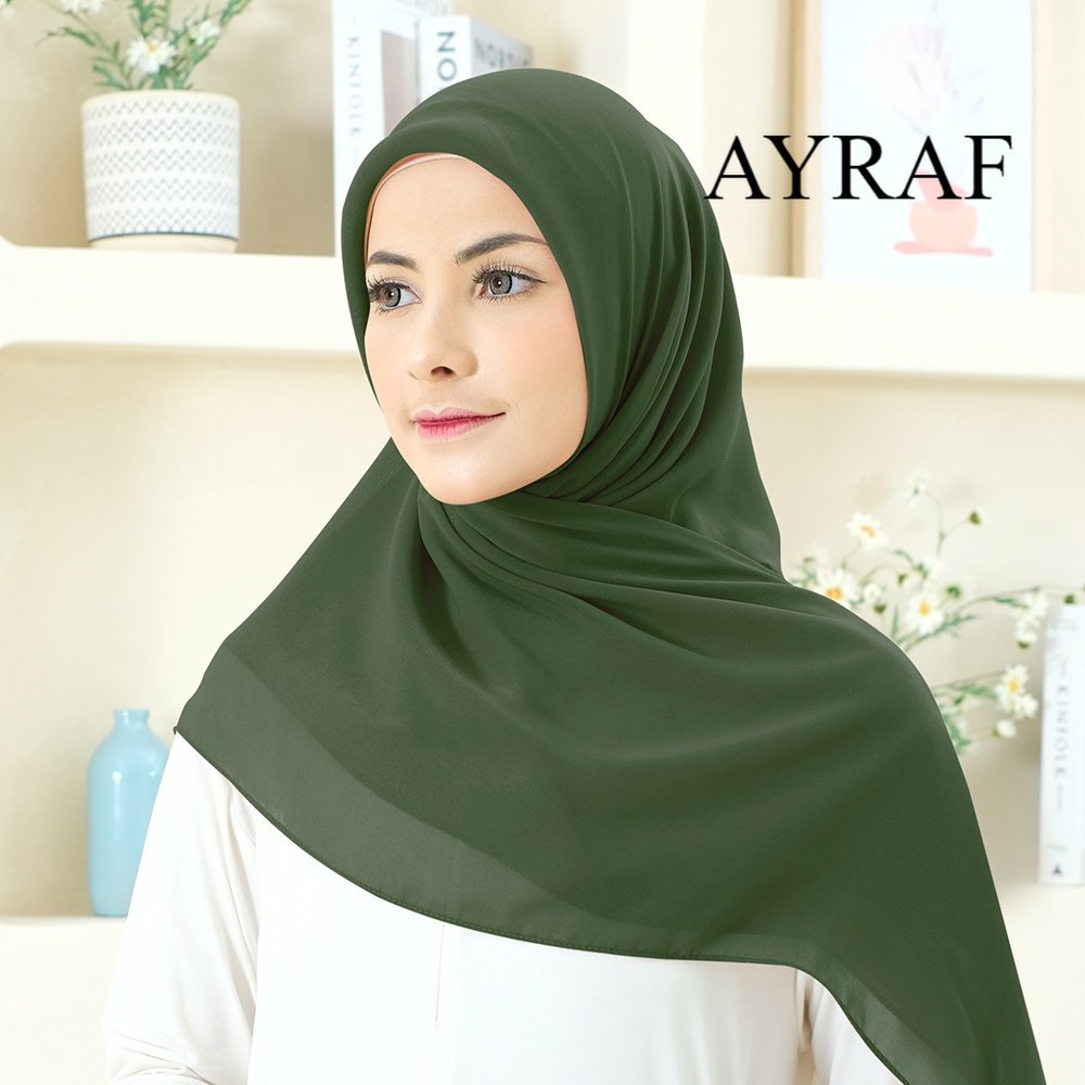 Jual jilbab segiempat paris premium anti letoy tepi jahit size 115x115 warna hijau army/warna ...