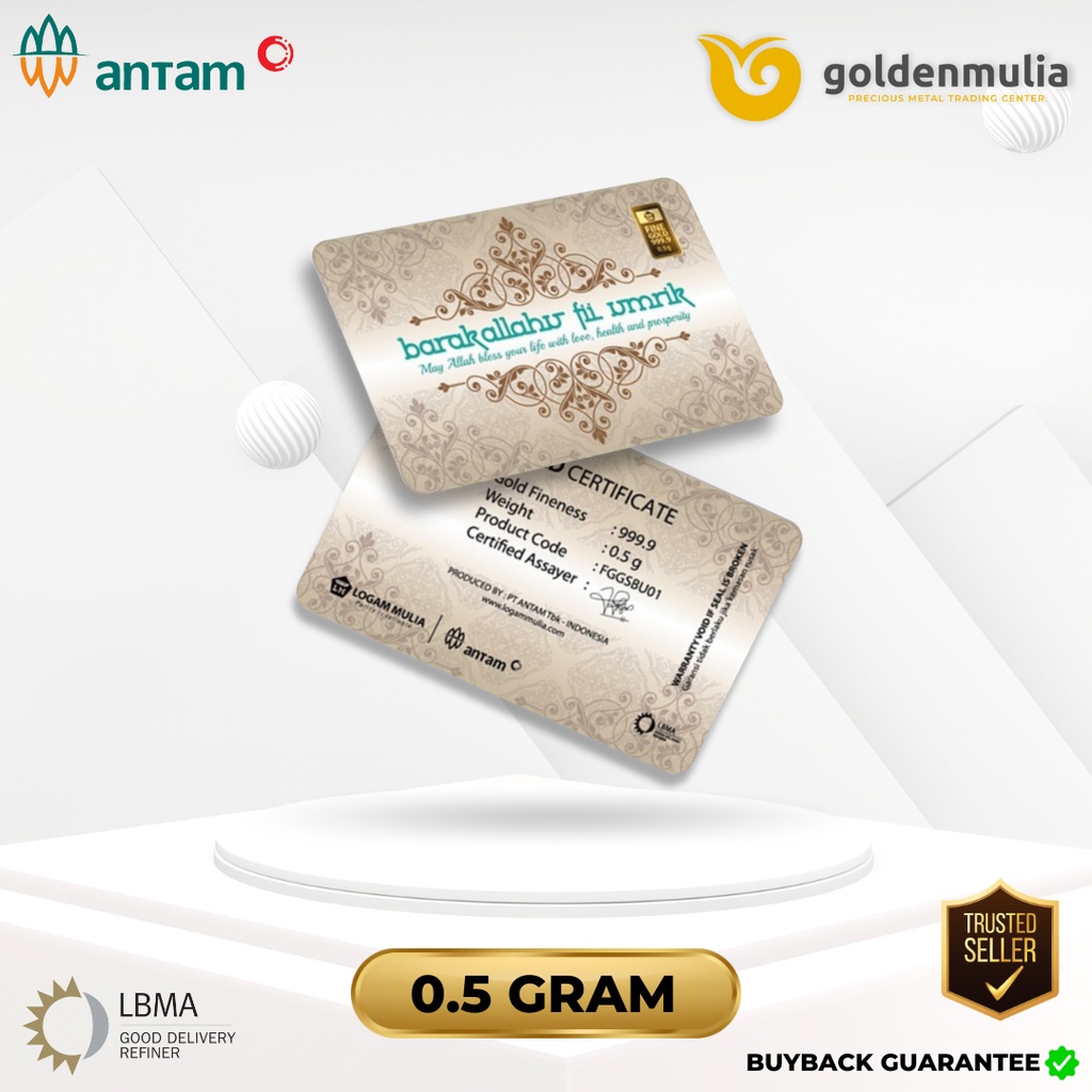 Jual Golden Mulia Logam Mulia ANTAM Gift Series Barakallahu 0.5 gr ...