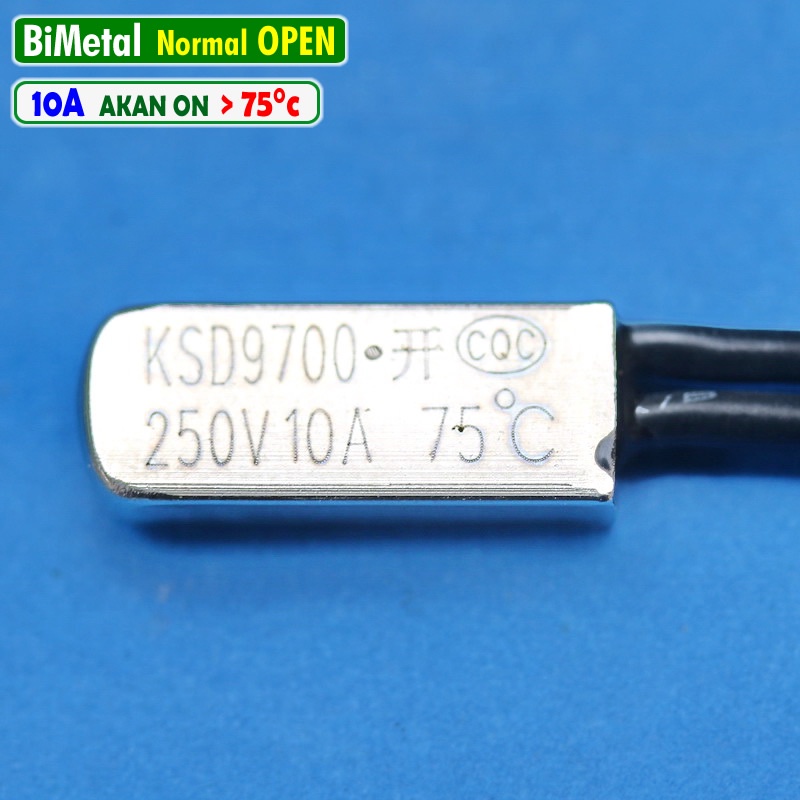 Jual Bimetal N0 Thermostat 75C 10A KSD9700 Sekering Sensor Suhu Otomatis | Shopee Indonesia