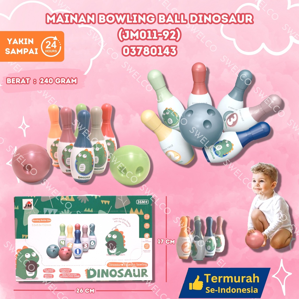 Jual Mainan Anak BOWLING BALL Set Pin Bowling Motif Dinosaurus Mainan ...