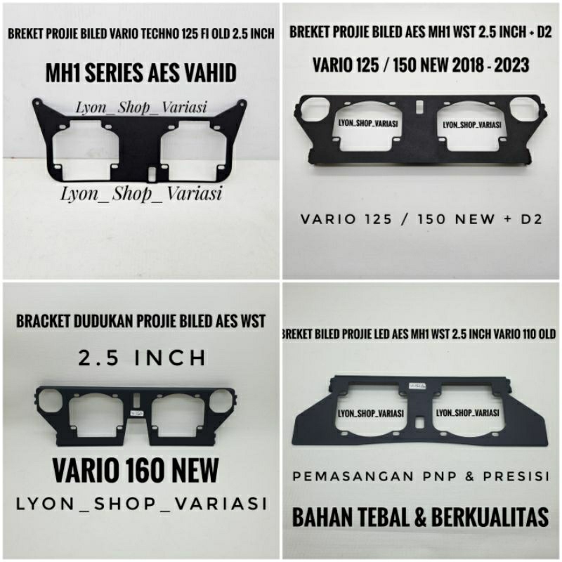 Jual Breket Projie BILED AES WST MH1 2.5 Inch Vario 125/150 New + D2 Vario 160 New + D2 Vario ...