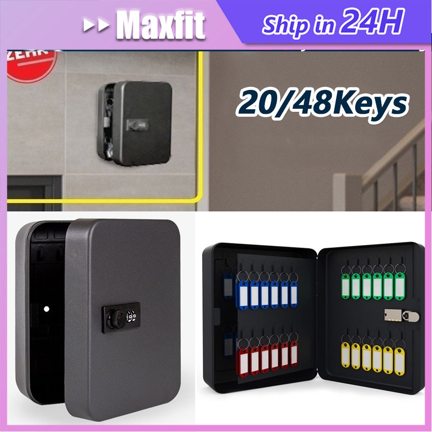 Jual Metal Safety Lock Box Gantungan Kunci Dinding Hook 20/48 Keys ...