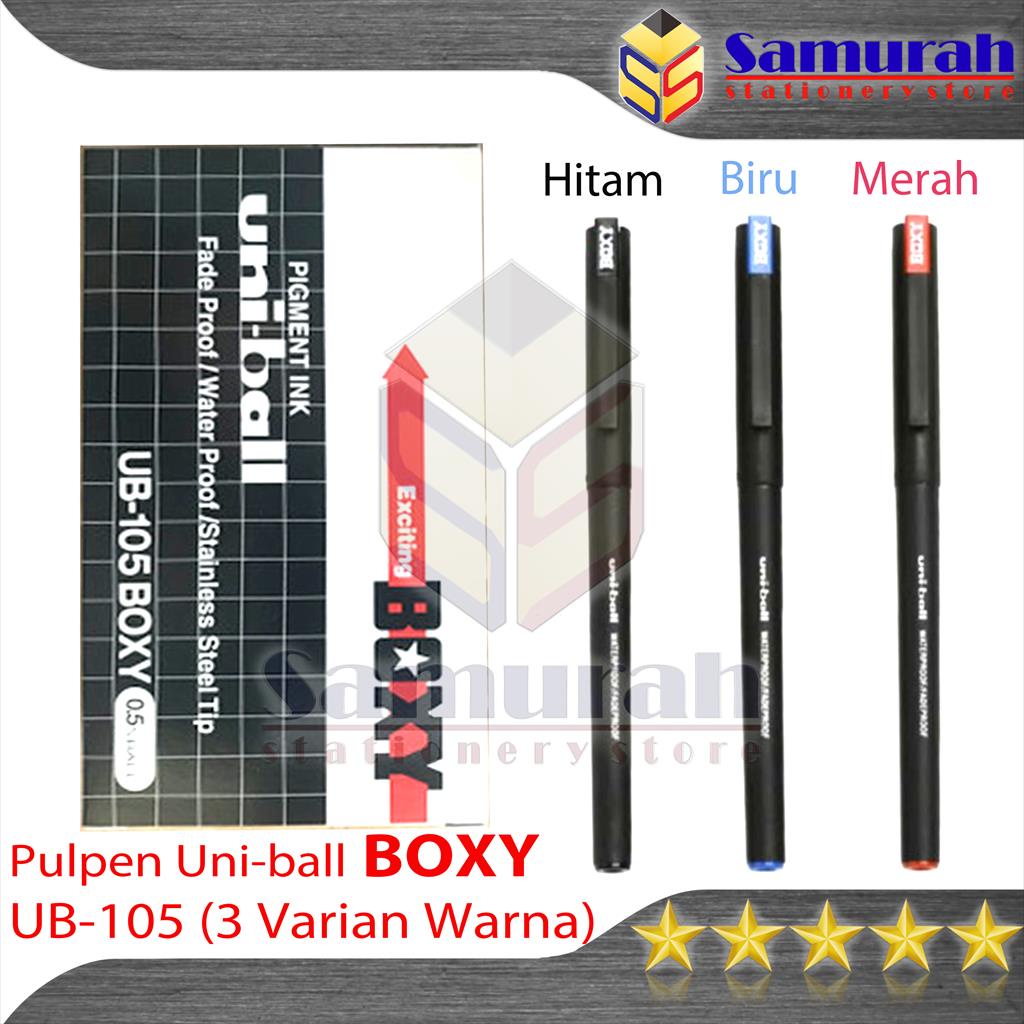 Jual Pulpen Boxy Uni Ball UB 105 05 mm / Ballpoint UniBall 0.5 mm / 1 Pcs Waterproof Pen Hitam ...