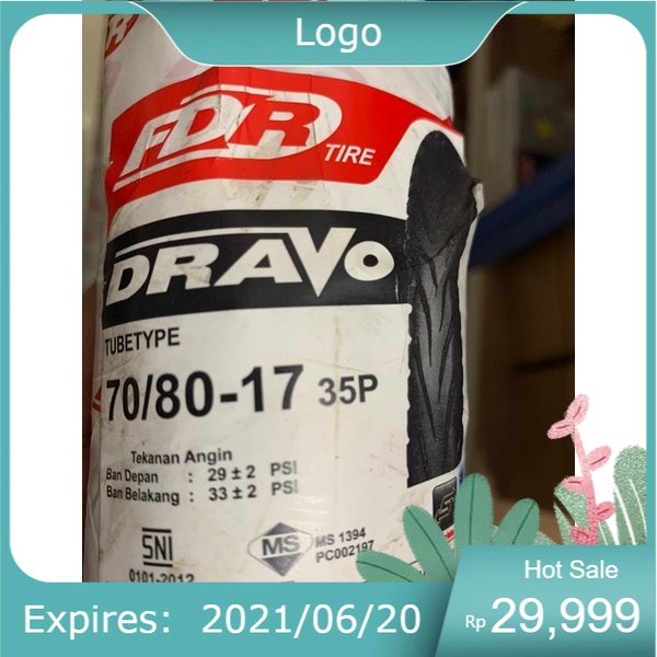 Jual MPM FDR Tubetype Ban Luar Motor Dravo 70 80 17 Bebek Depan Atau ...