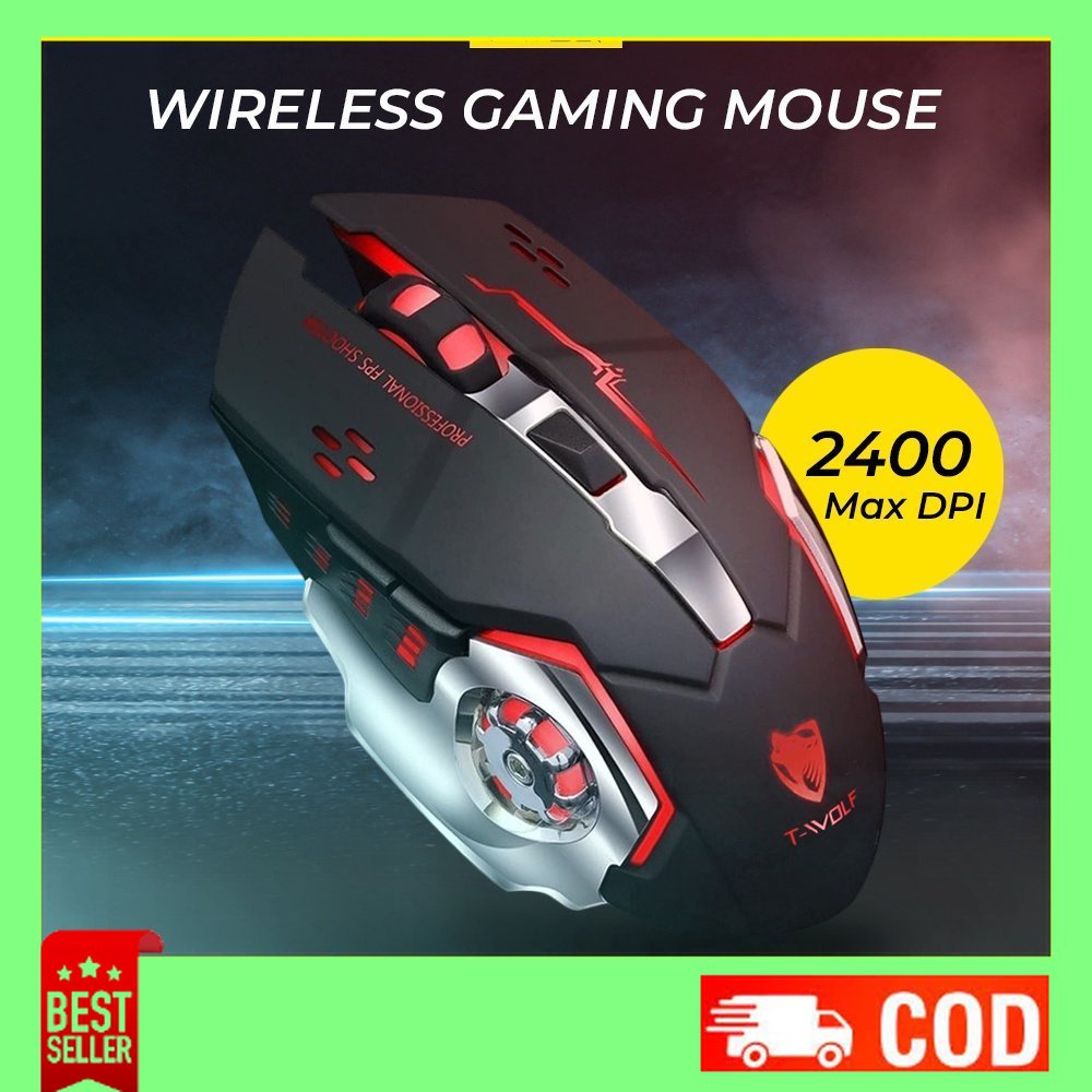 Jual BAYAR DIRUMAH - T-WOLF Wireless Gaming Mouse LED Light 2400 DPI ...