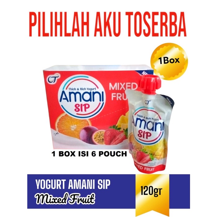 Jual AMANI SIP Yogurt Drink MIXED FRUIT 120 gr - (HARGA 1 BOX isi 6 pouch) | Shopee Indonesia