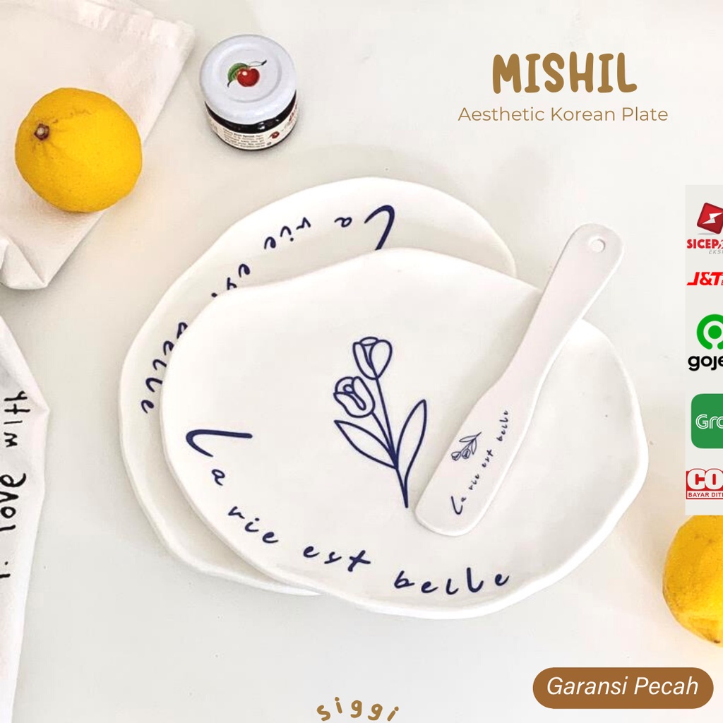 Jual [siggi] MISHIL Korean Aesthetic Plate / Piring Korea Aesthetic ...