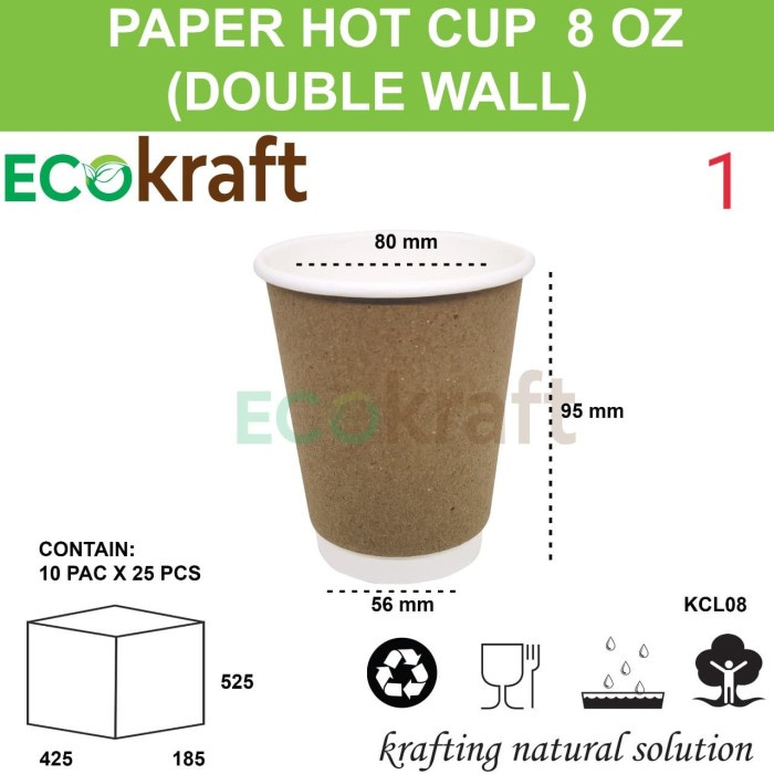 Jual Paper Hot Cup "KRAFT" double wall 8 oz 50 pcs | Shopee Indonesia