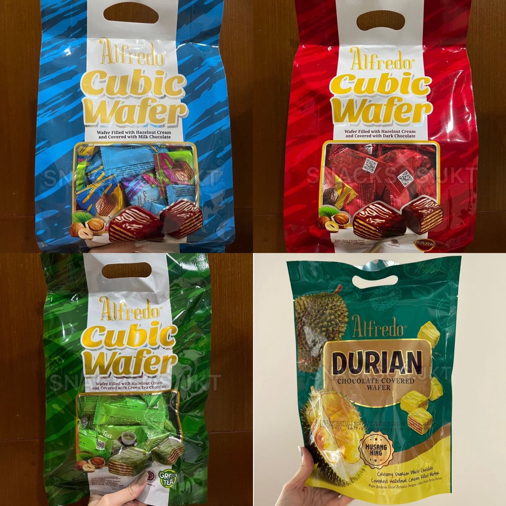 Jual ALFREDO CUBIC WAFER HAZELNUT CREAM COVER WITH DURIAN MUSANG KING ...