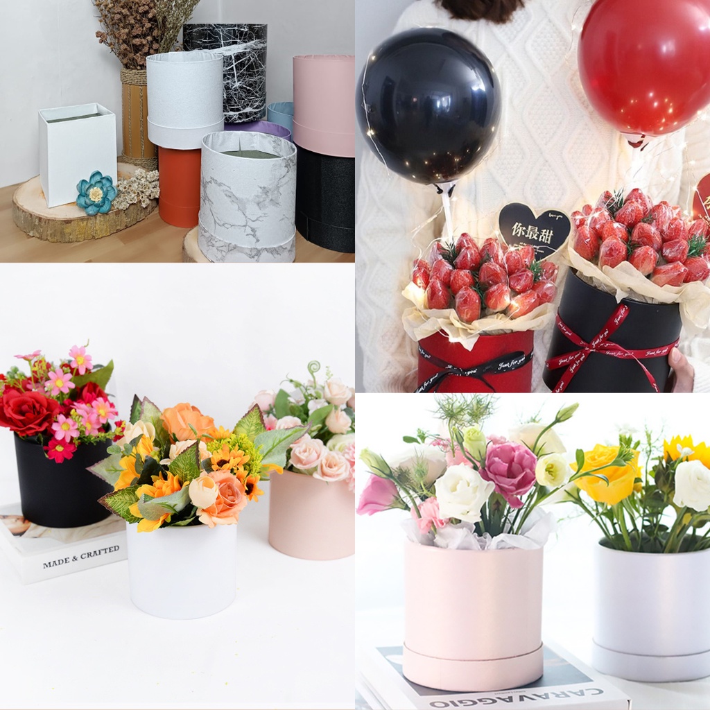 Jual Bloom Box Bulat/ Box Bunga Kotak Bunga /Flower Box Blooming Box Gift Box / Box Buket ...