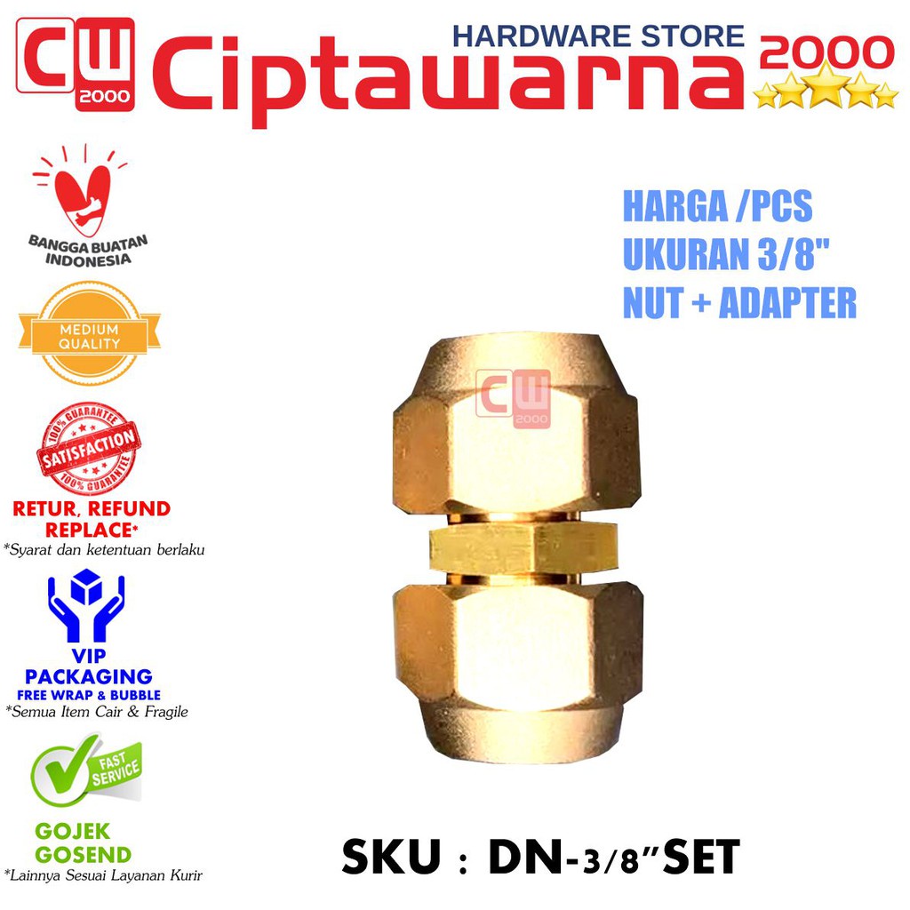 Jual Double Nipple nepel set sambungan pipa tembaga 3/8 selang ac | Shopee Indonesia