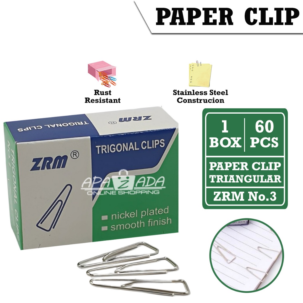 Jual Apazada - Paper Clip Trigonal No.3 [1 Box - 60 Pcs Clip] / Klip ...