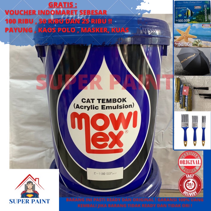 Jual CAT TEMBOK INTERIOR MOWILEX E100 PUTIH / MOWILEX EMULSION 20 L ...