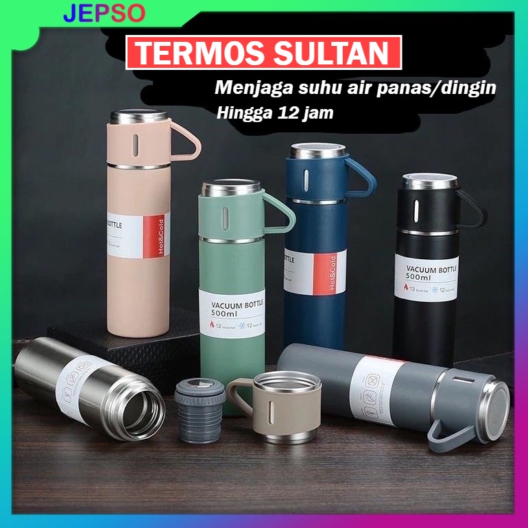 Jual JEPSO Termos Vacuum Sultan Flask Set Botol Minum Cangkir Premium ...