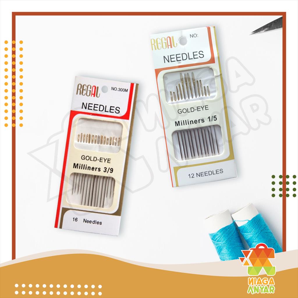 Jual NAS Jarum Jahit Tangan Regal Gold Eye Miliners / Jarum Payet Regal ...