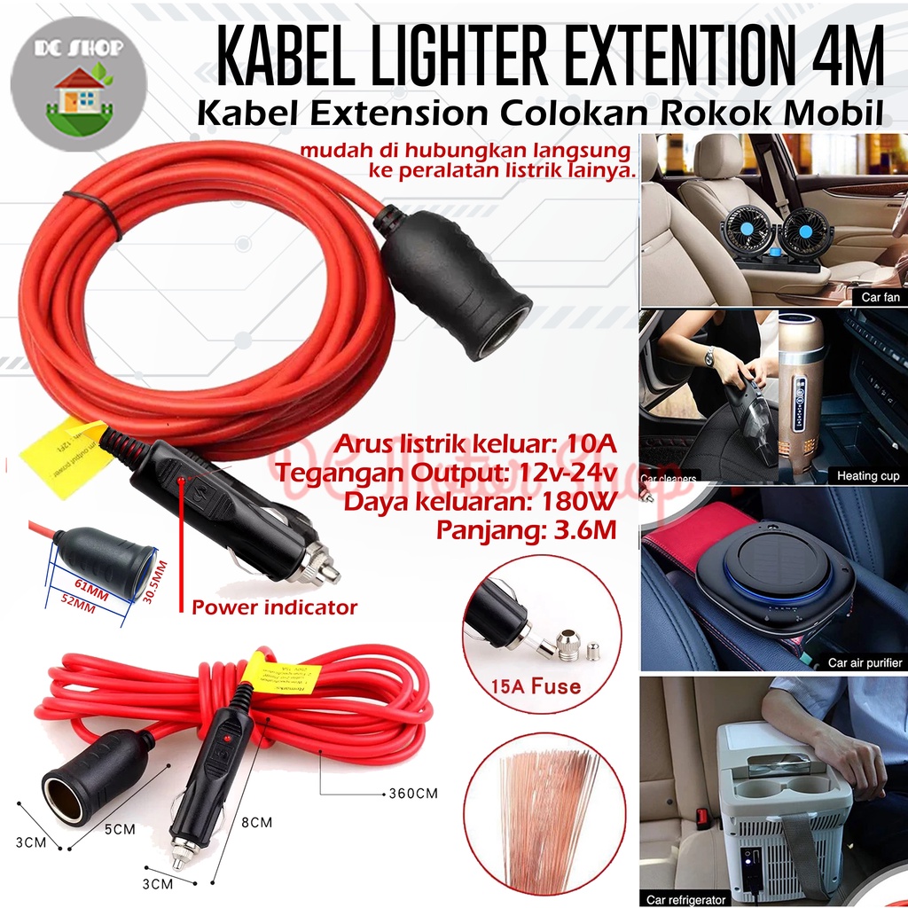 Jual Kabel Colokan Mobil Cigarette Lighter Extension Colokan Rokok ...