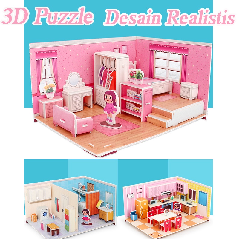 Jual Mainan craft 3D Mainan Edukasi Anak Puzzle 3D Miniatur DIY Jigsaw ...