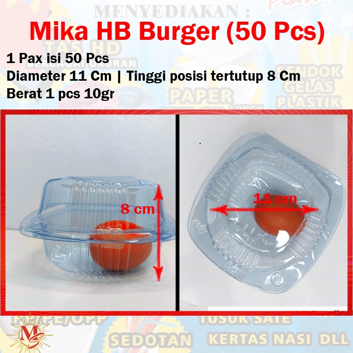 Jual Mika Burger HB-01 / Wadah Plastik Hamburger / Mika Food Grade ( 50 ...
