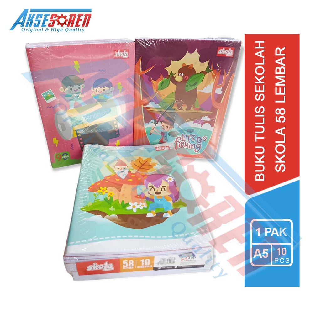 Jual Aksesoren Buku Tulis Sekolah Skola 58 Lembar [1 Pack/10 Buku ...