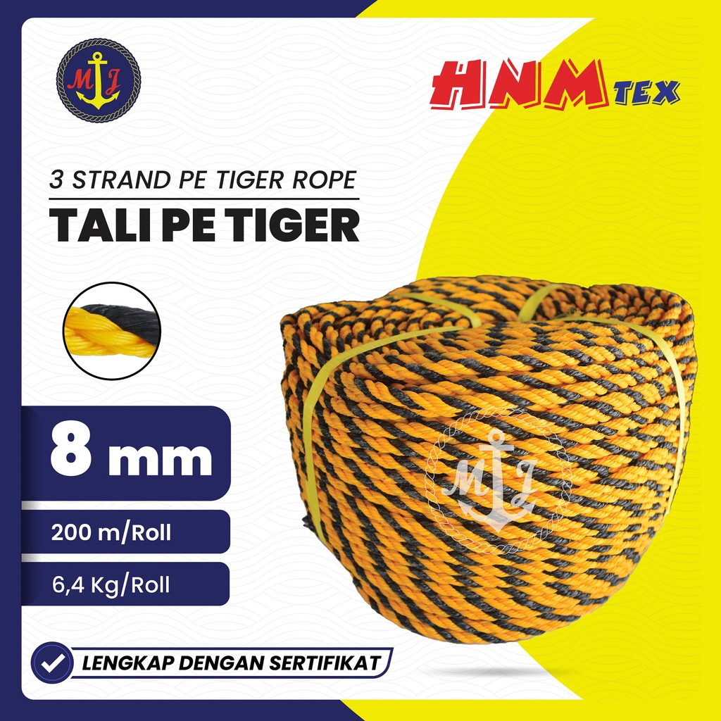 Jual TALI PE TIGER HNM TEX 8 MM // TIGER ROPE | Shopee Indonesia
