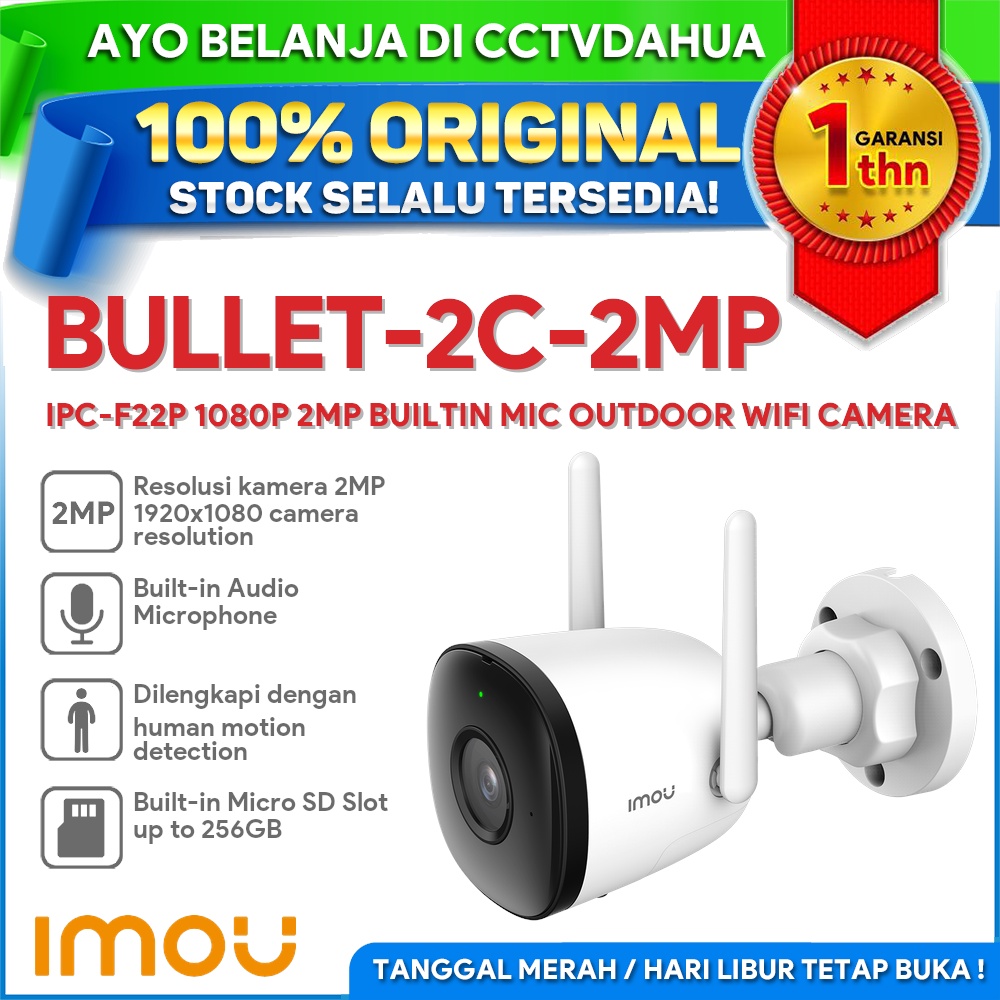Jual IMOU BULLET 2C IPC-F22P 1080P 2MP BUILTIN MIC OUTDOOR WIFI CAMERA ...