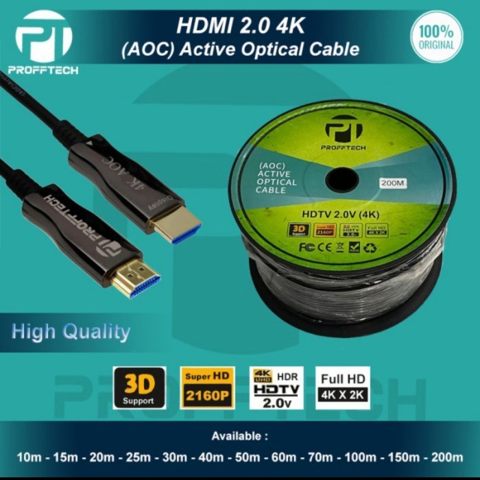 Jual Original Profftech Kabel HDMI Fiber Optic / Optik Versi 2.0 ...