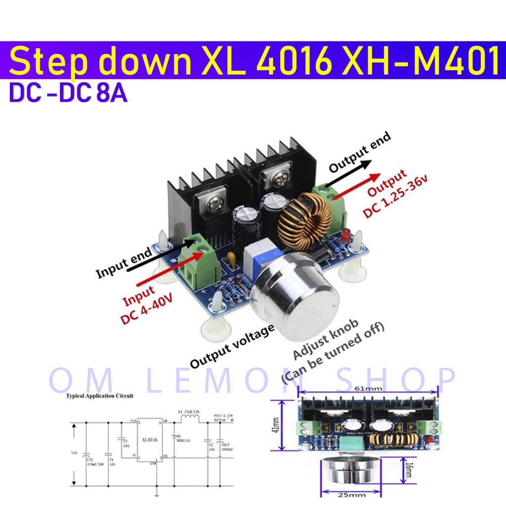 Jual XL4016 Step Down 8A DC-DC Buck Converter XH-M401 XL 4016 Module | Shopee Indonesia