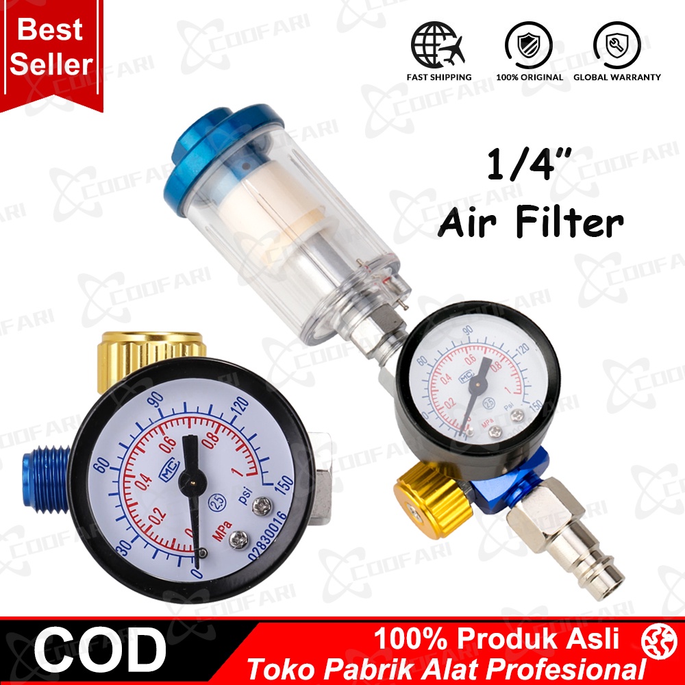 Jual HVLP Semprot Air Regulator Pengukur Tekanan 1/4 Mini Inline Air ...