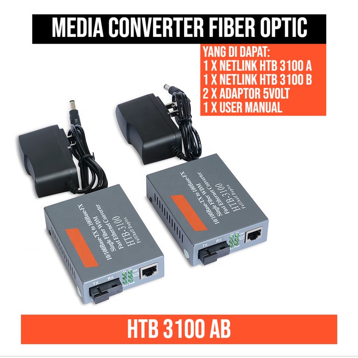 Jual NetLink HTB 3100 AB HTB3100 Media Converter Fiber Optic FO ...