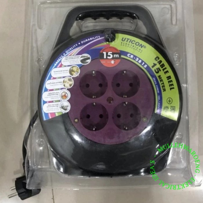 Jual KABEL ROLL UTICON STOP KONTAK PORTABLE 15M / UTICON COLOKAN 4L CR ...