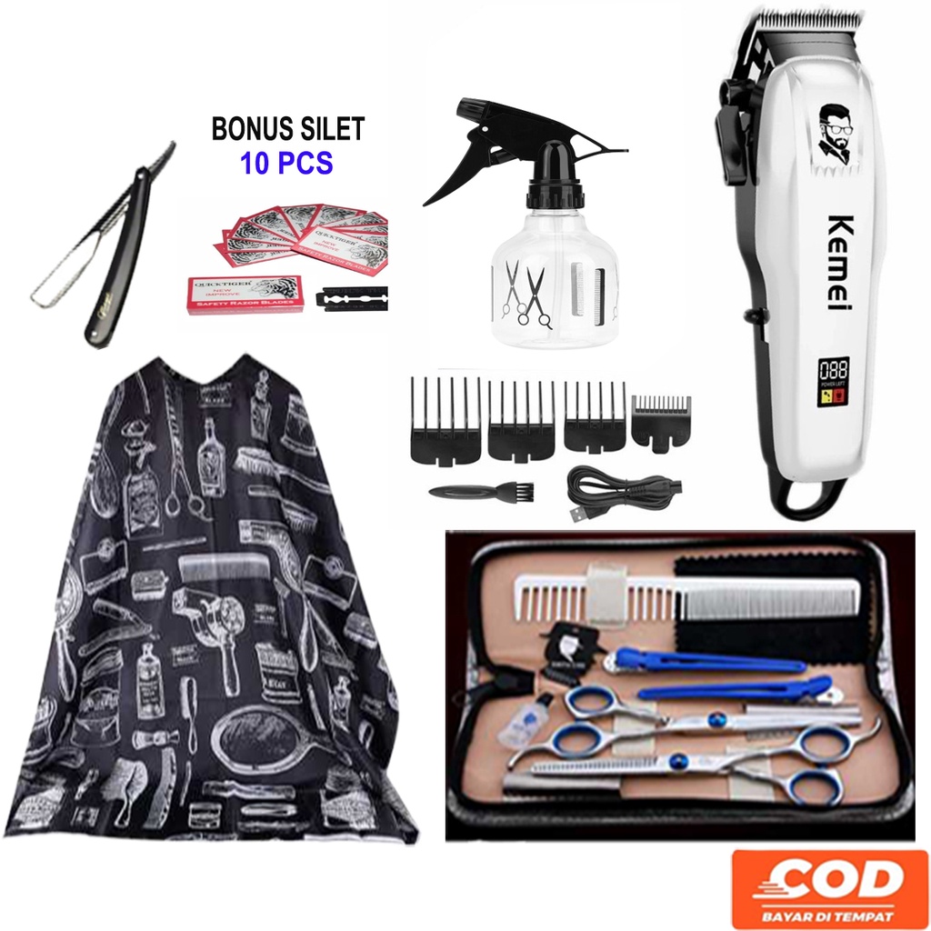 Jual [COD] Paket Alat Cukur Rambut Elektrik Profesional Barbershop Gunting Rambut Gunting Sasak ...