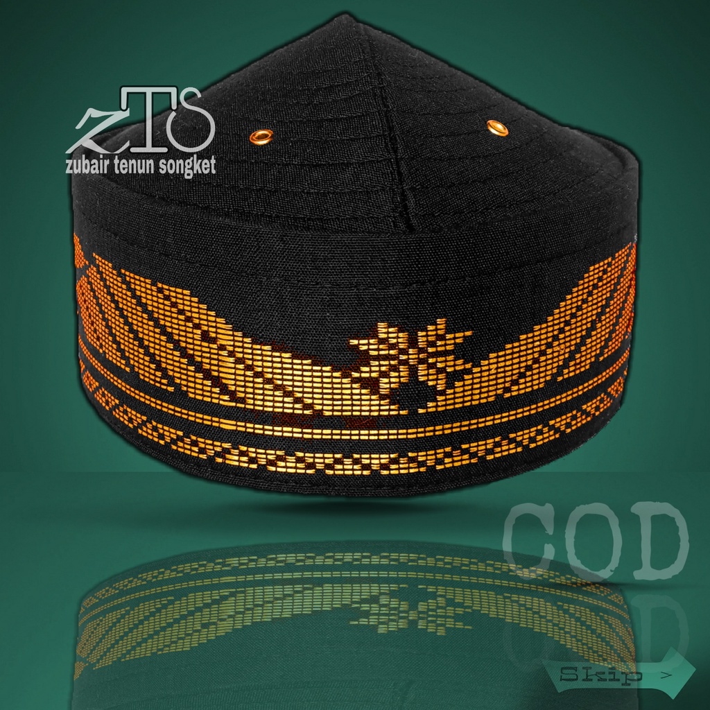 Jual PECI SONGKOK BULAT SONGKET MUSLIM HITAM ZUBAIR TENUN KOPIA ...