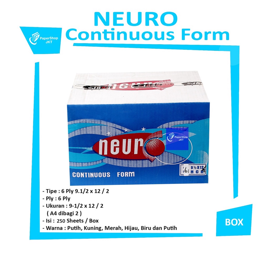 Jual NEURO - Continous Form 6 Ply 9 1/2 x 12/2 ( A4 Neuro ) NCR - Box ...