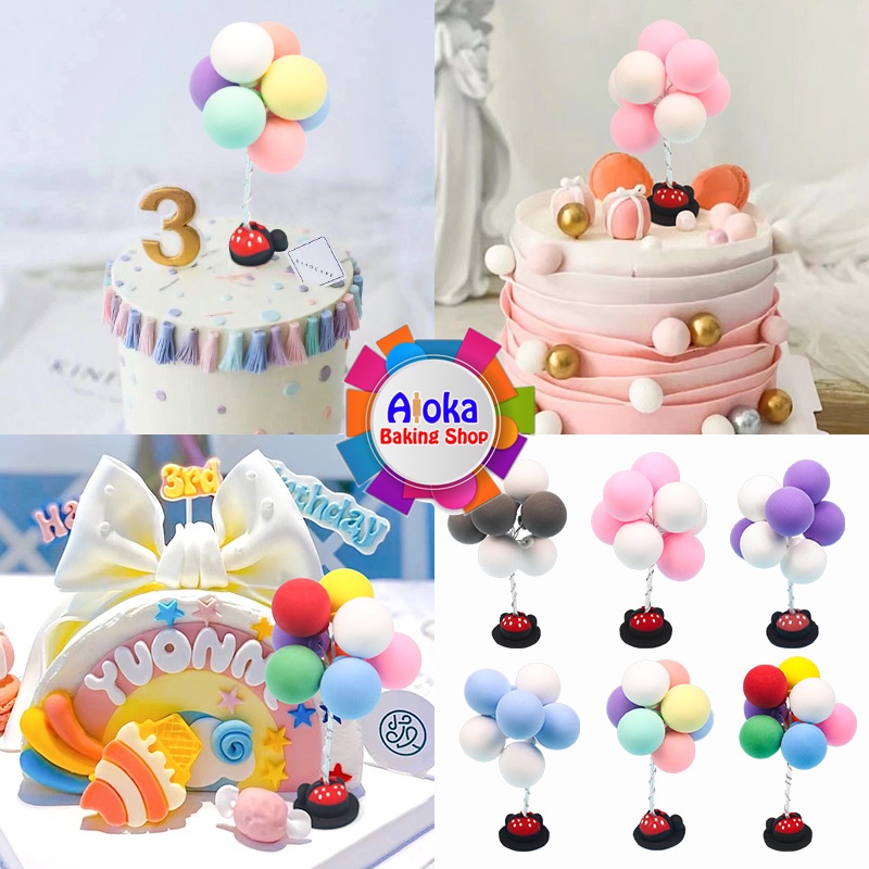 Jual Topper Kue Ulang Tahun bentuk Balon Warna-warni / Cake Decoration ...