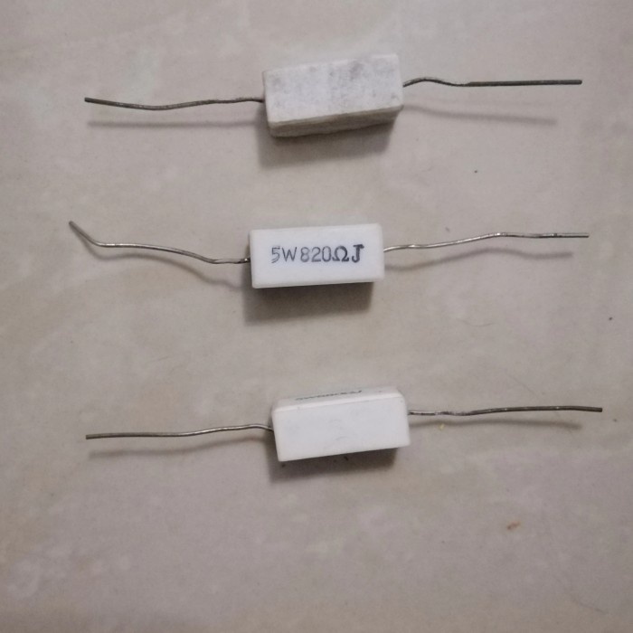 Jual 10 Buah 10Pcs 820 ohm R Resistor Kapur 5W820RJ 5w 5watt 820ohm ...