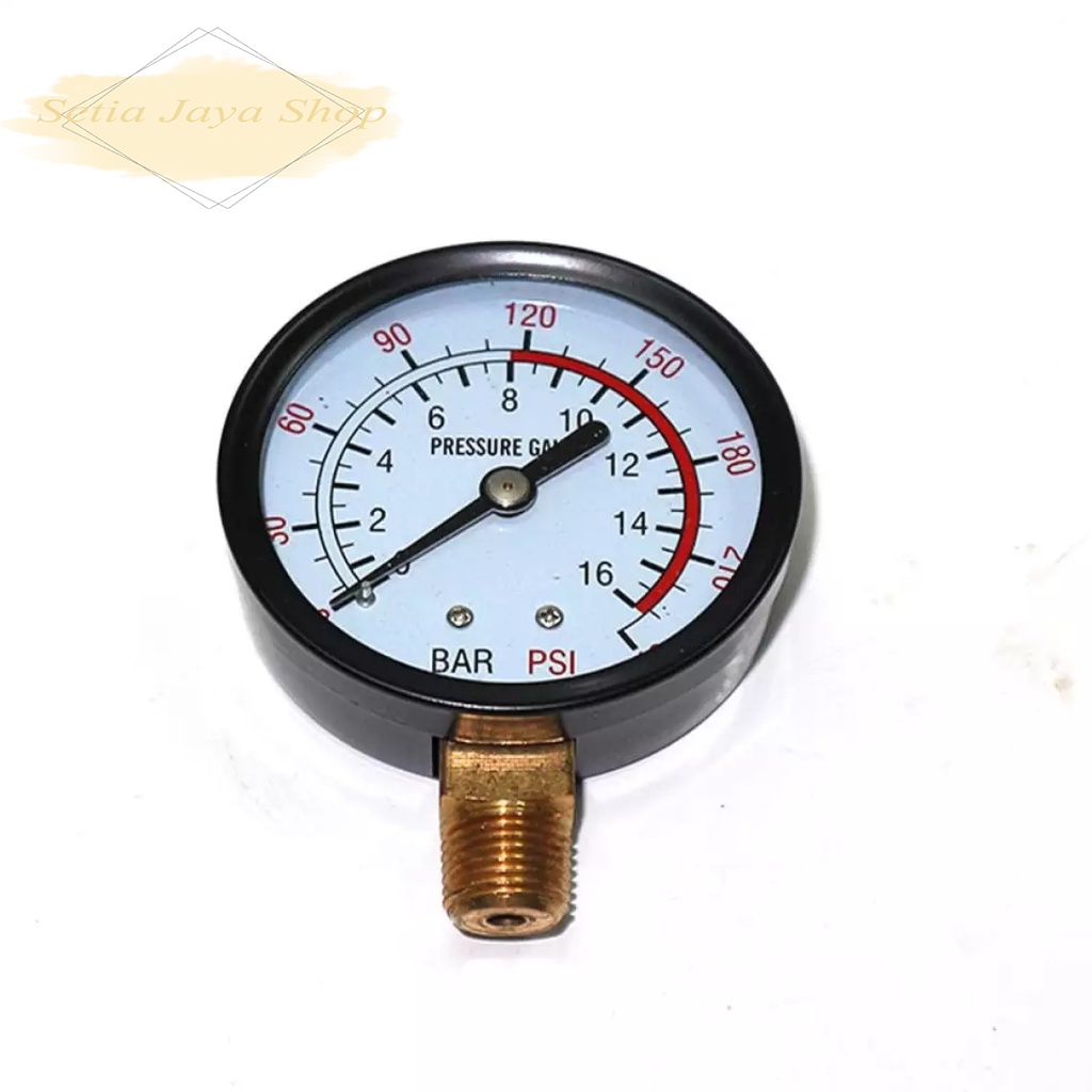 Jual Pressure Gauge 16 Bar Mano Meter Pengukur Tekanan Angin Mesin ...