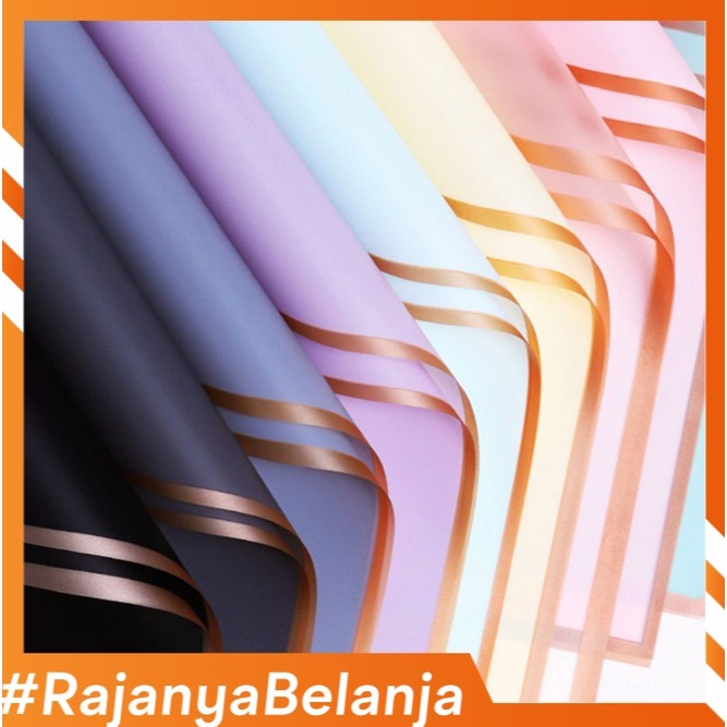 Jual kertas buket bunga wrapping cellophane list gold original impor ...