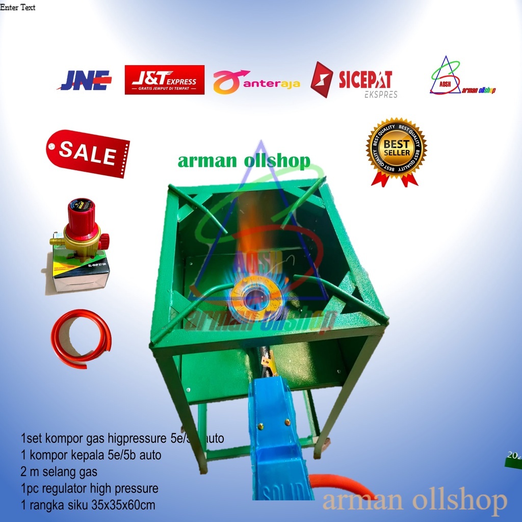 Jual kepala kompor gas high pressure solid 338 auto set rangka dan ...