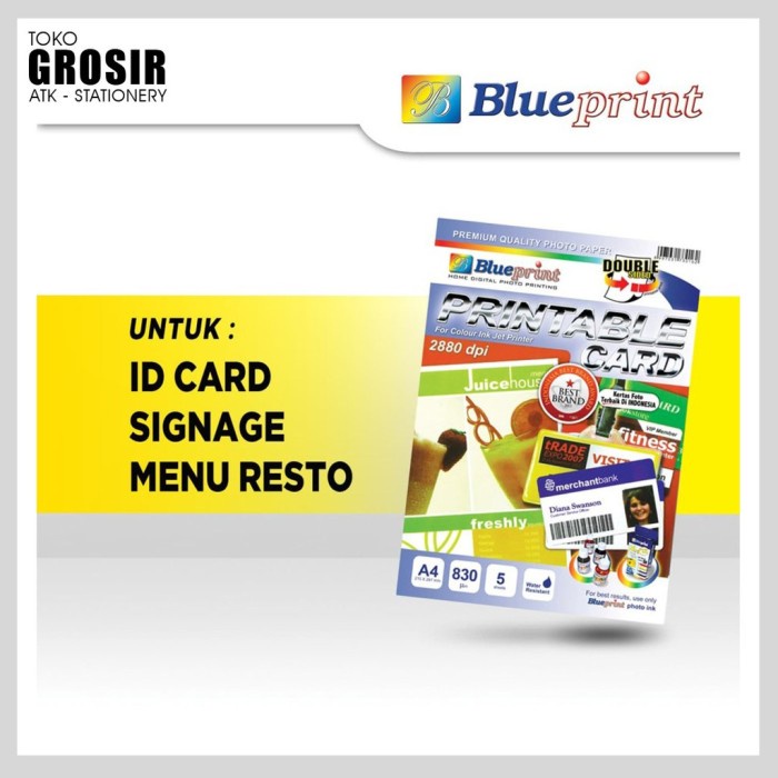 Jual [DD] ID card Printable Card White, / ID Card White BLUEPRINT A4 ...